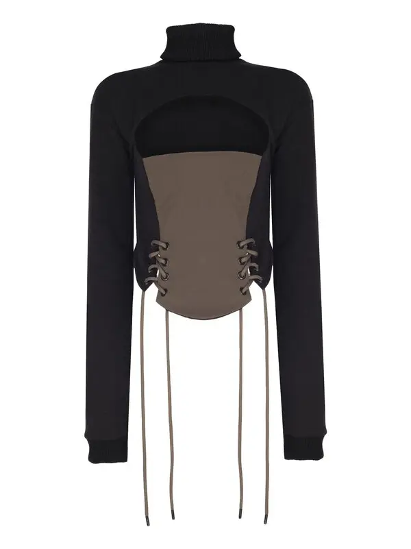 NO'DESIGN Corset Detail Khaki Sweatshirt - Green