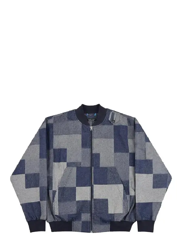 WIN OUT Patchwork Denim Bomber - Blue