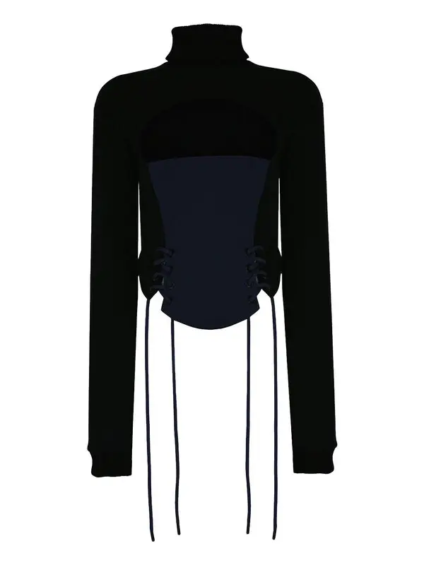 NO'DESIGN Corset Detail Navy Sweatshirt - Blue