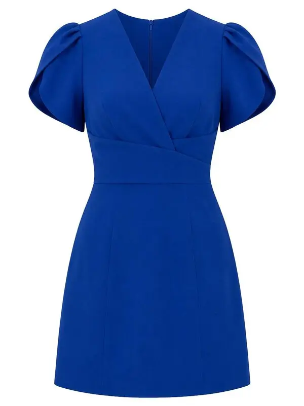 GIRL IN MIND Bridget Twist Font Split Arm Mini Dress Cobalt - Blue