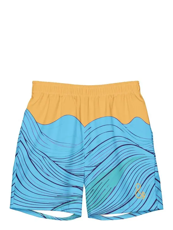 ANCHOR & CREW Deep Waves Pattern Recycled Fabric Swim Shorts - Blue