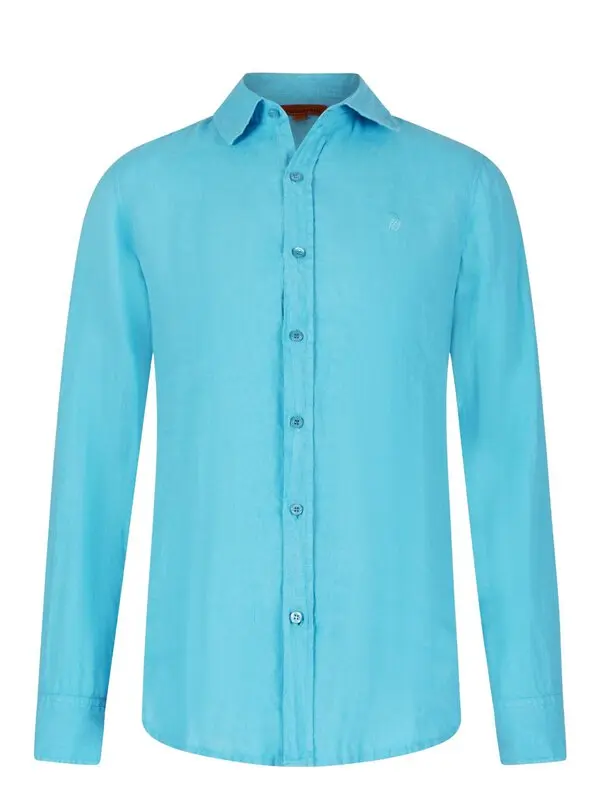 MAISON TANGERINE Aqua Linen Shirt For - Blue
