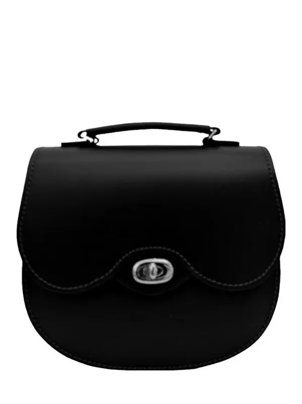 ZATCHELS Handmade Leather Twist Lock Saddle Bag - Black