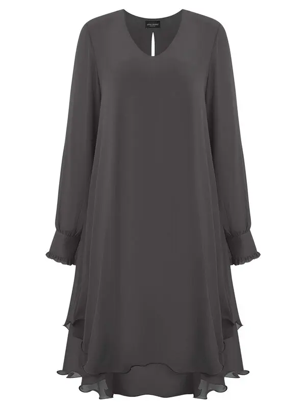 JAMES LAKELAND Long Sleeve Charcoal Wave Hem Dress - Grey