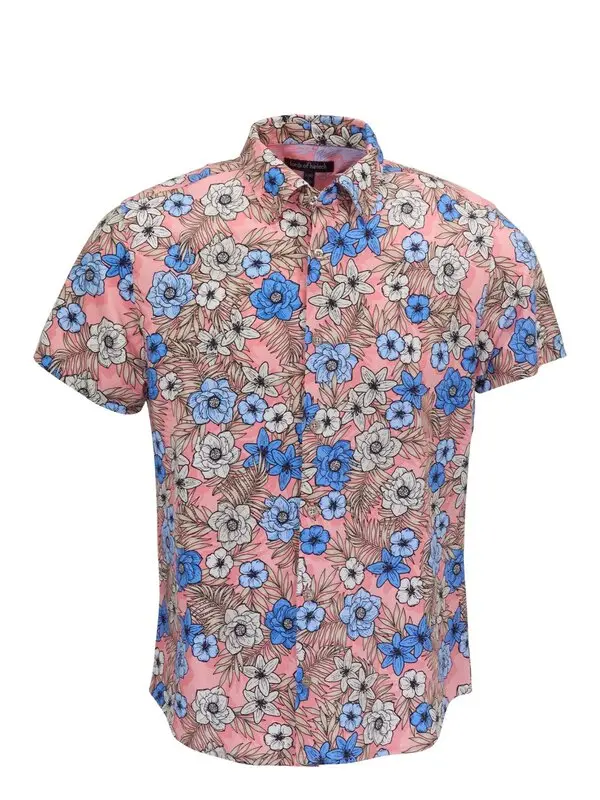 LORDS OF HARLECH Todd Tropical Mix Coral Knit Shirt - Orange