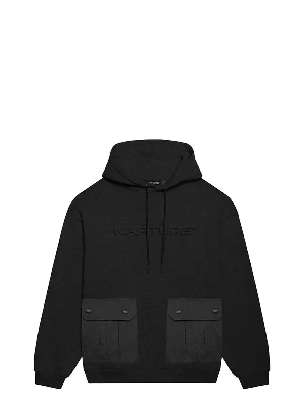 KAPTURE Travel Logo-print Pocket Hoodie - Black