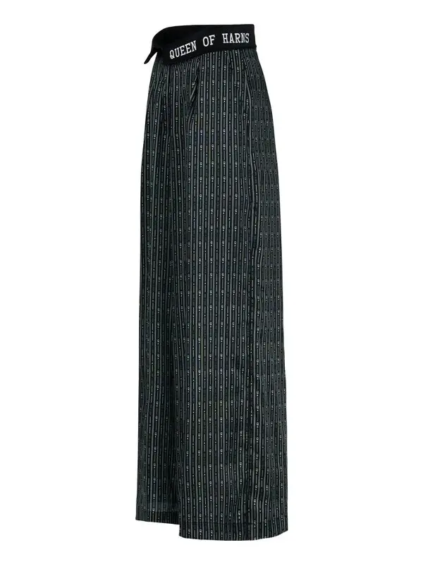 VAZAF Monogram Stripe Wide-leg Trousers - Black