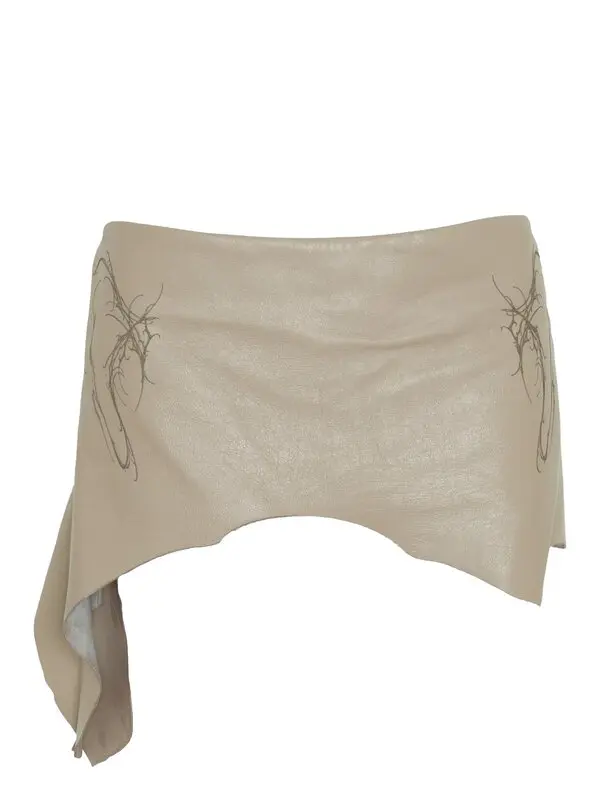 PALOMA LIRA Leather Skirt With Laser Tattoo Graphics - Brown