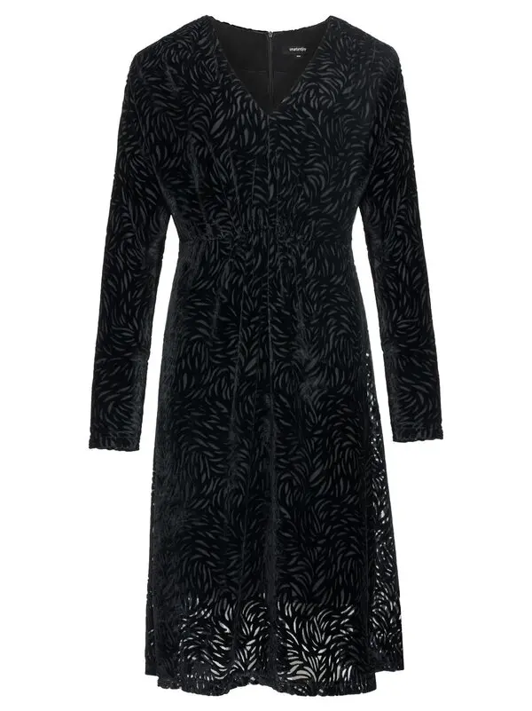 SMART AND JOY Devore Velvet V-neck Dress - Black