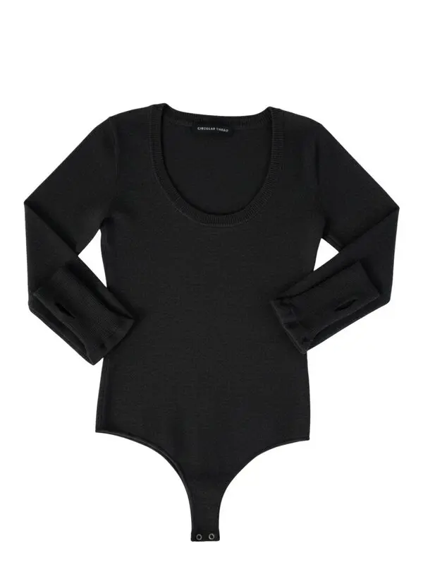CIRCULAR PATH U Neck Long Sleeve Bodysuit Tall - Black