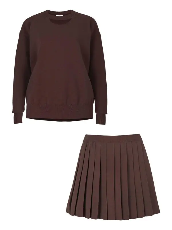 SALANIDA Piccolo & Rotondo 100% Merino Co-ord In Chocolate - Brown