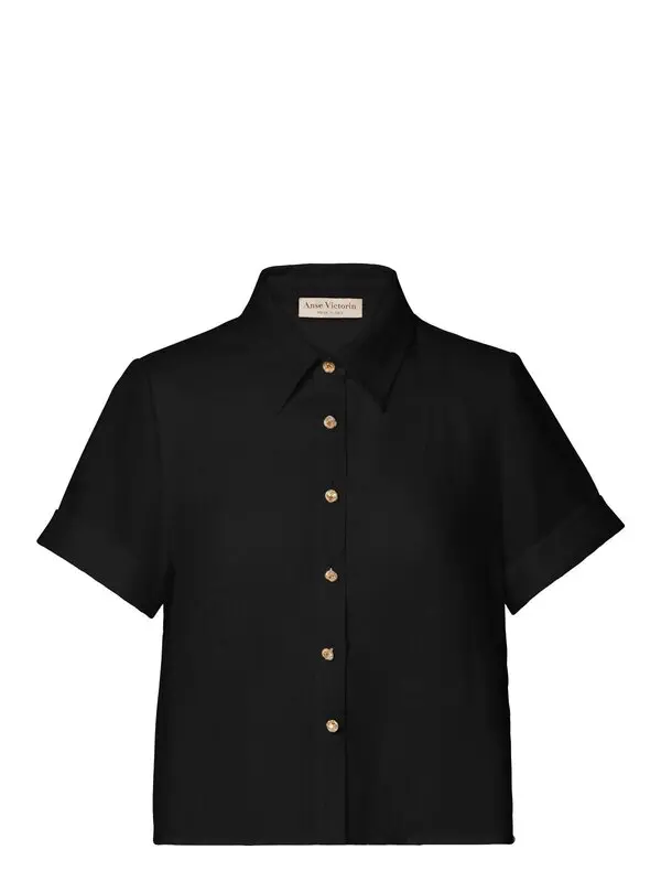 ANSE VICTORIN Sarah Linen Shirt - Black
