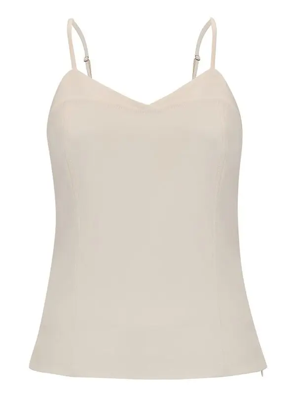 EXQUISE Neutrals Chic V-neckline Sleeveless Blouse Ecru - Beige