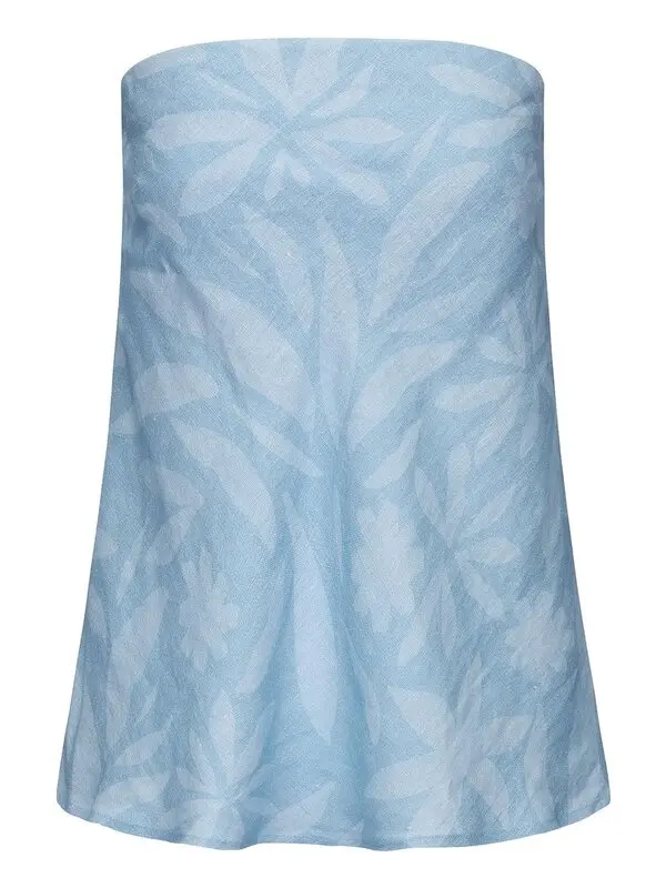 NUAJE NUAJE Rhea Bias Linen Tube Top - Blue