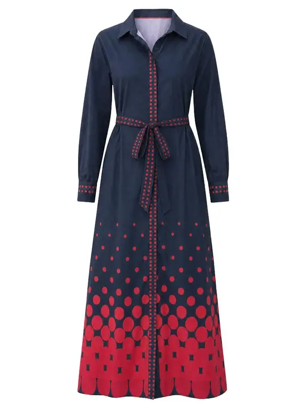 Adrift Clothing Gracie Collared Dress In Ombre Orbit - Blue