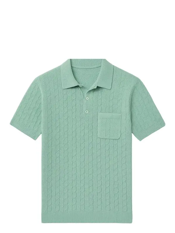 LIVE KOLIBRI Resort Wear Cashmere Feel Polo Shirt - Blue