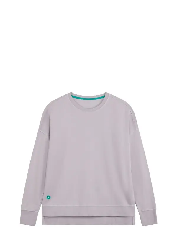 LOUNGERS Organic Cotton Longline Loose Sweatshirt Silver - Grey