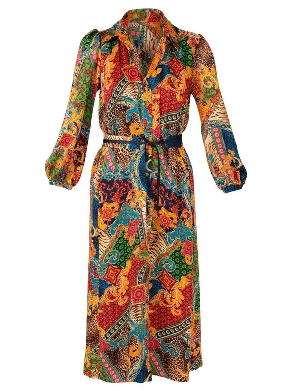 SACHA DRAKE Eudora Shirtmaker Dress In Multi - Blue