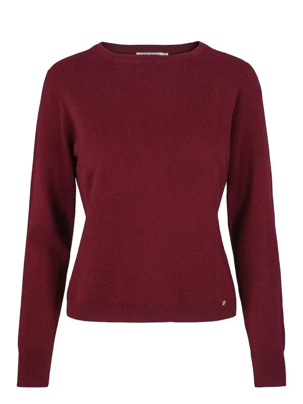TIRILLM Sasha Basic Cashmere Pullover With Round Neck, Deep Burgundy - Red