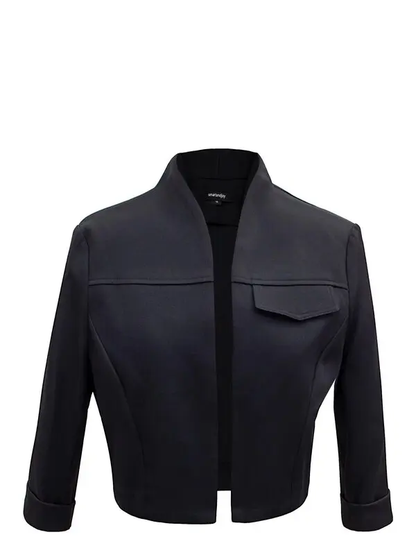 SMART AND JOY Minimalist Crop Jacket - Black