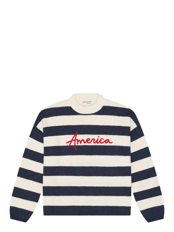 ELLSWORTH + IVEY Sadie Crewneck Sweater America Stripes - Blue