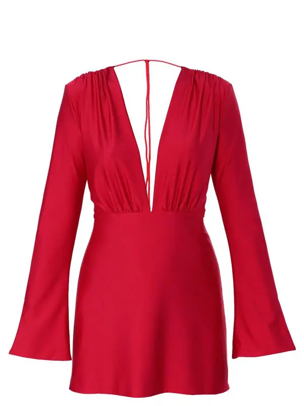 AGGI BY HALEWSKI Julietta Mini Dress With Fla Sleeves - Red