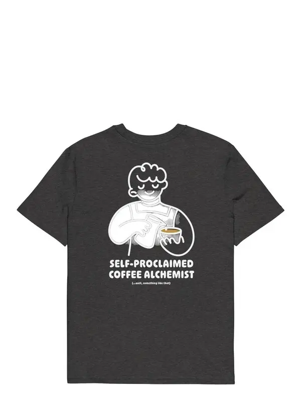 ANCHOR & CREW Heather Gustatory Coffee Alchemist Organic Cotton Embroidered T-shirt - Black
