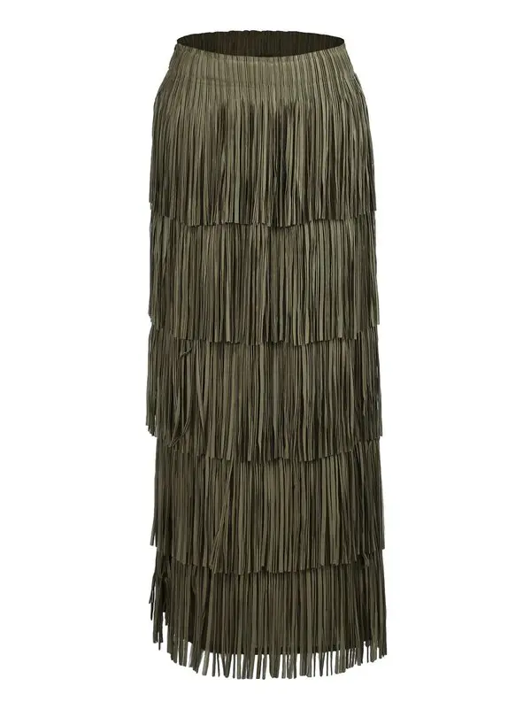 SMART AND JOY Multi-tiered Ruffled Skirt - Green