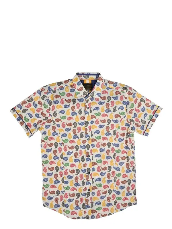 EIGHT X Neutrals Mod Paisley Short Sleeve Shirt - White