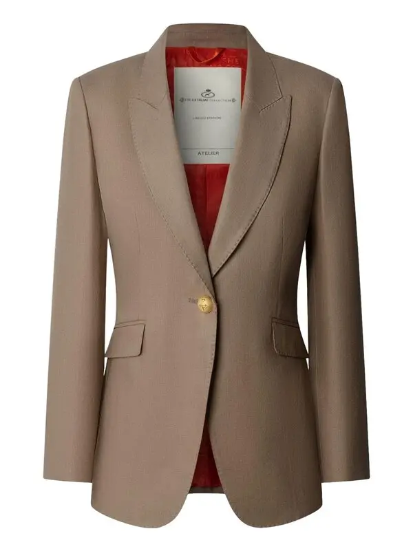 THE EXTREME COLLECTION Tailored Hazelnut Linen Blazer - Brown