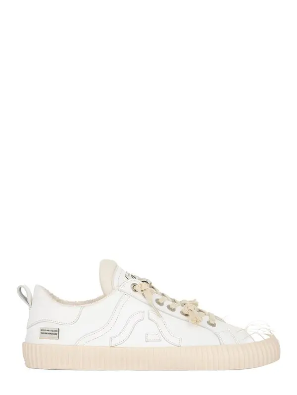 SPRINGA | UNIQUE VULCANIZED SNEAKERS ITALIAN HANDMADE Wavy Leather Embroidery Sneakers - White