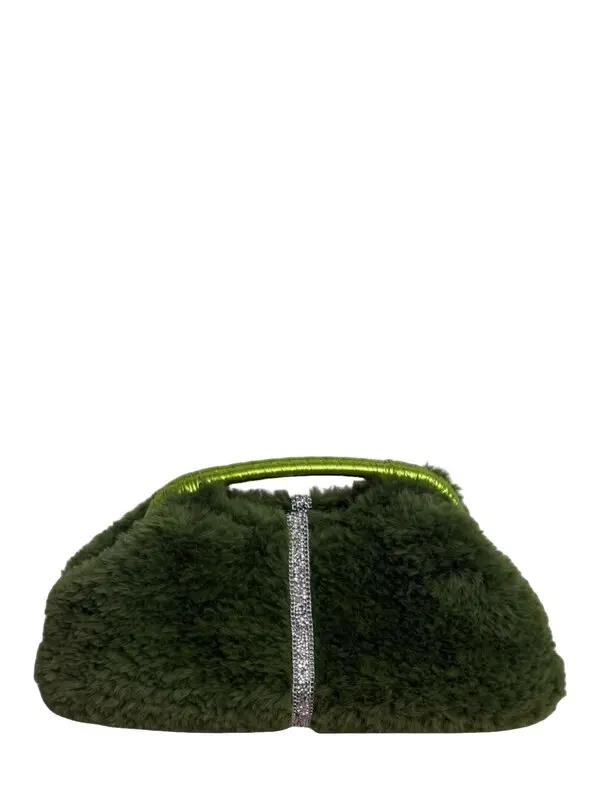 SPRINGMOONATELIER Handmade Plush Clutch Bag With Crystal Accent – Limited Edition Winter Luxury - Green