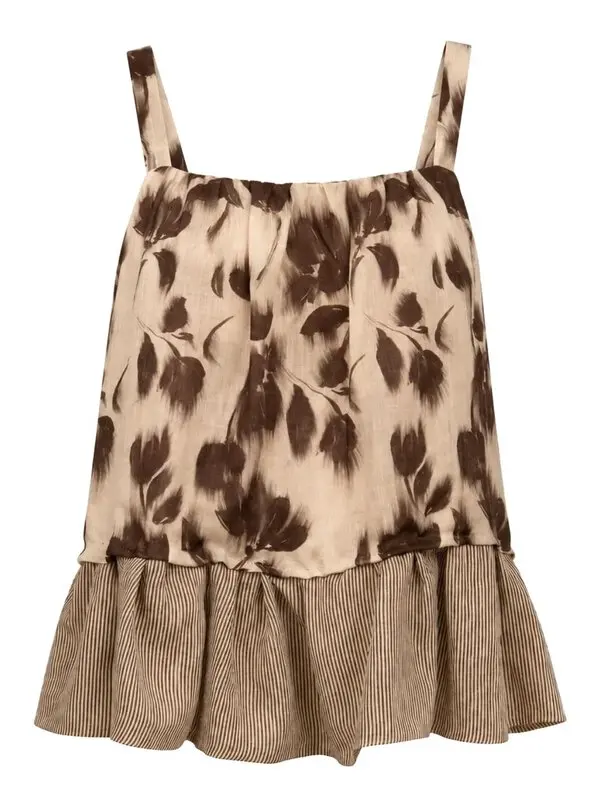 Carmen Says Bouquet Flower Print Blouse - Brown
