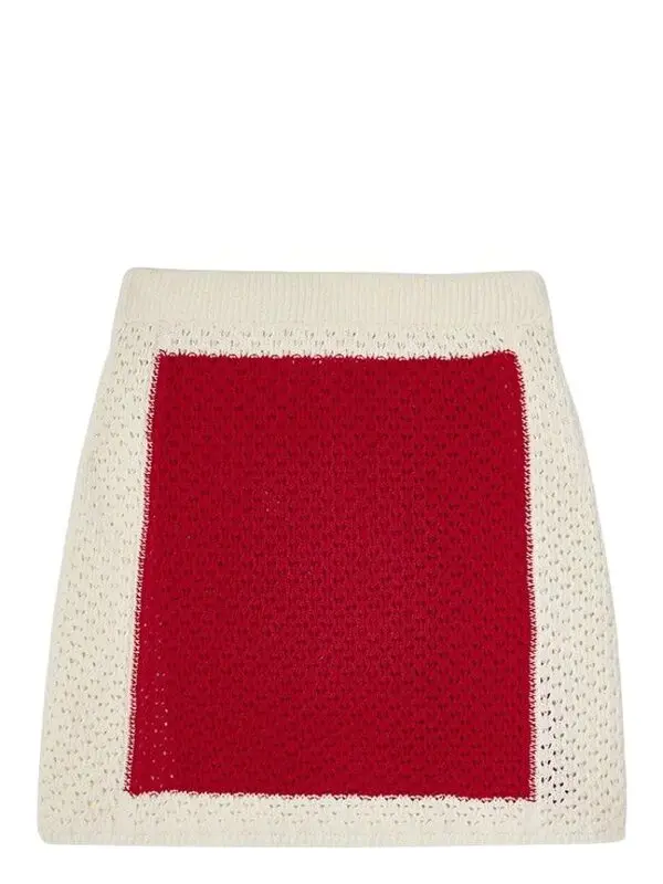 THISISU COLLECTION Nerina Colorblock Beachwear Knit Mini Skirt - Red