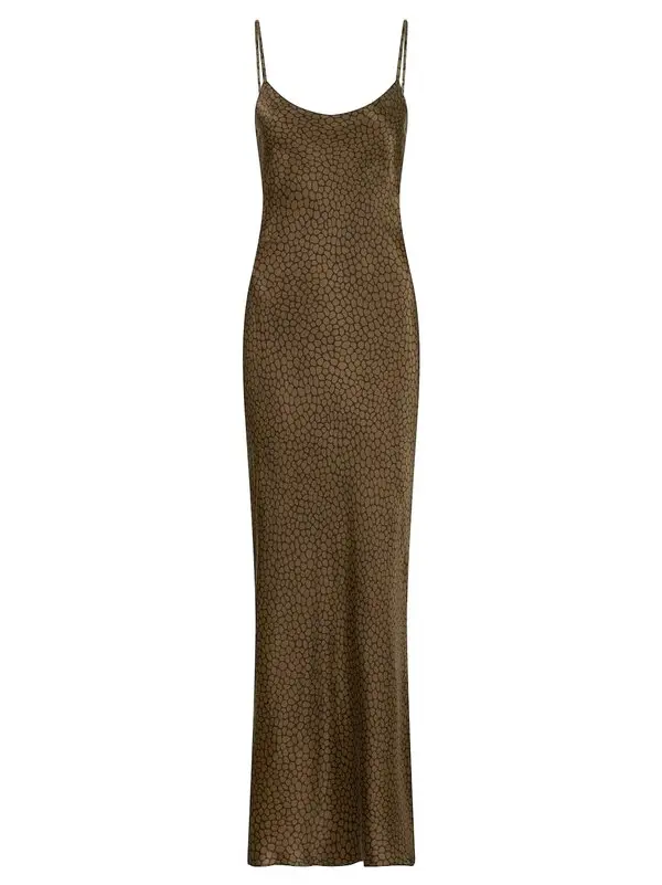 LILY ROU Marina Silk Midi Slip Dress - Black