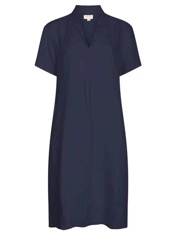 NOLOGO-CHIC Elodie Short Sleeve Midi Dress Linen Navy - Blue