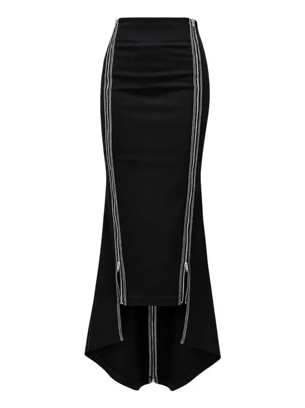 GAO REPUBLIC Skirt Maxi Front-zip Split - Black