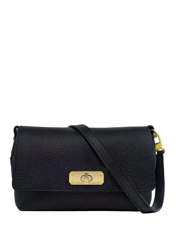 APATCHY LONDON The Maisie Midi Navy Leather Bag - Blue