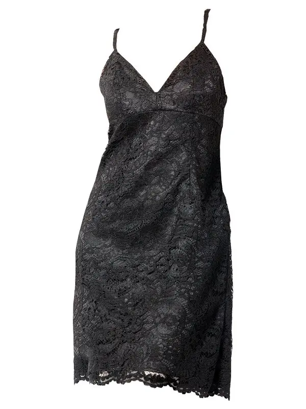 MAISON BOGOMIL Short Lace Dress On A Satin Base With A Triangular Neckline - Black