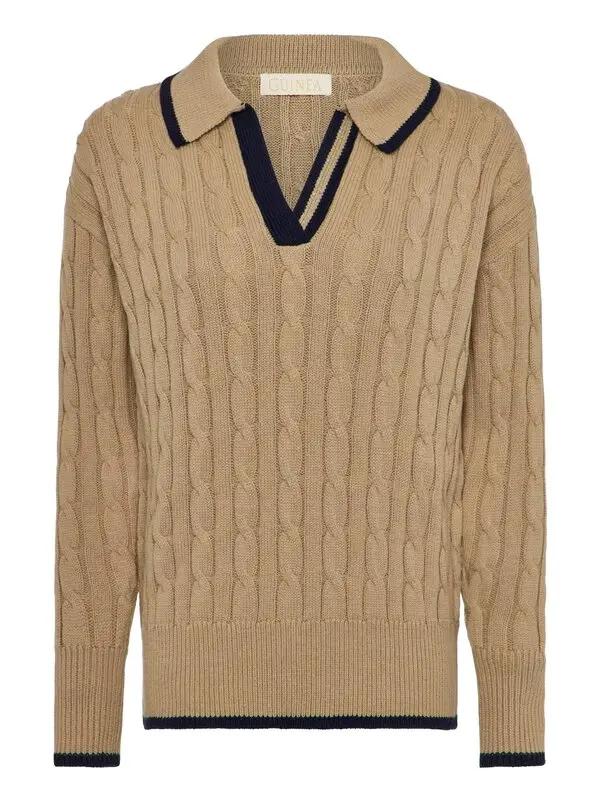 GUINEA Collared Fawn Sweater In Cotton - Brown
