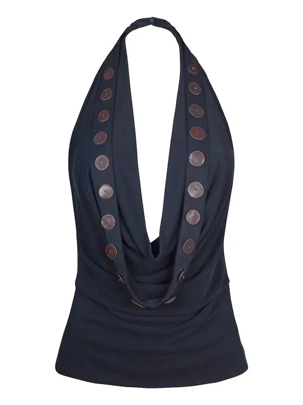 ANEMOIA Sophie Halter Neck Top - Black