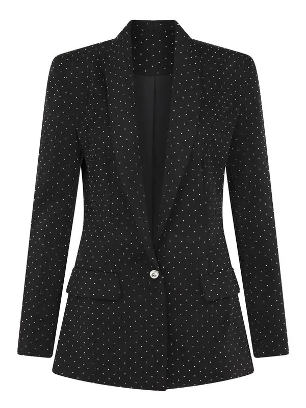 SOUR FIGS Rhinestone Embellished Blazer Jacket - Black