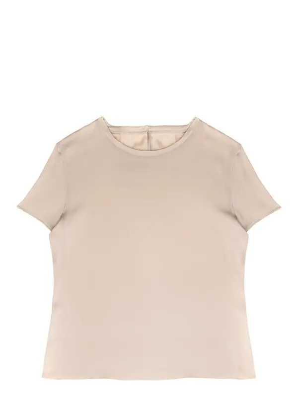 VICTORIA SLAVINSKAIA Neutrals Silk Crewneck T-shirt - Beige