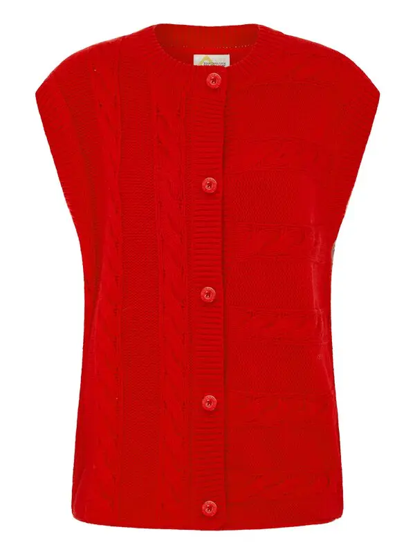 HAY LIFE Pace Button Vest Cherry - Red