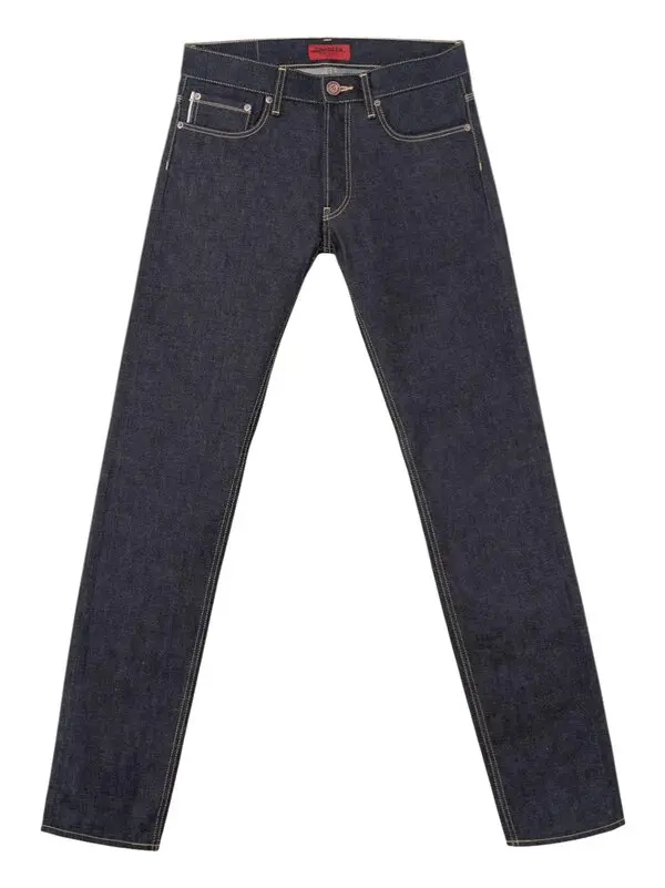 DIN & DEEN White Slim Fit Selvedge Denim Jeans Katana Collection - Blue
