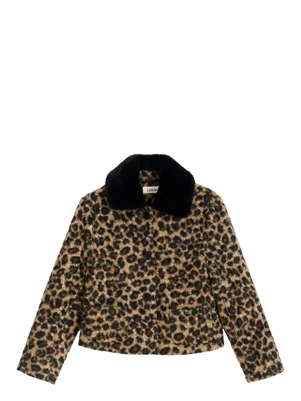 LOUCHE Apple Animal Teddy Faux Fur Collar Jacket - Black