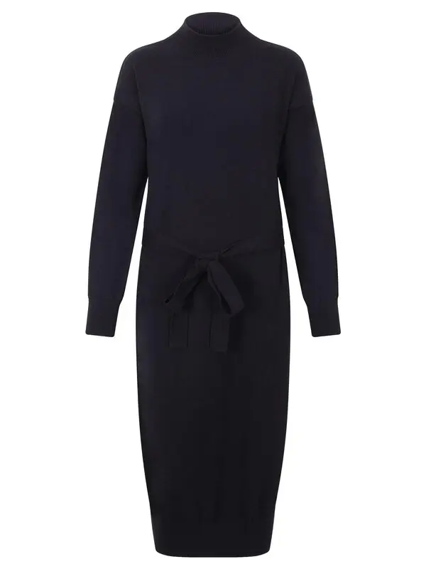 PAUL JAMES KNITWEAR Lightweight Cecelia Cotton Mock Neck Dress - Black