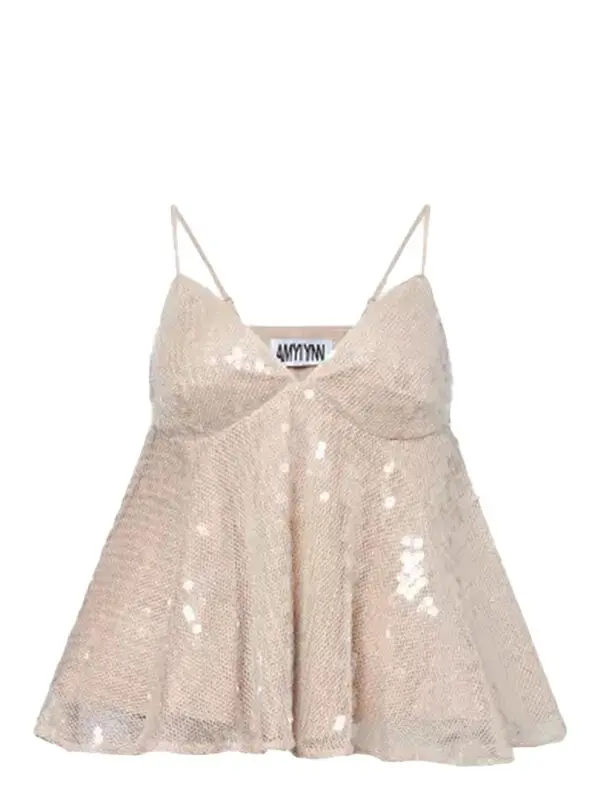 AMY LYNN Neutrals / Donatella Sequin Peplum Top - Gold