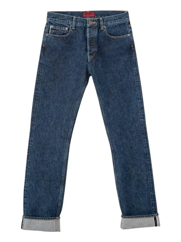 DIN & DEEN Regular Fit Denim Selvedge Washed Yellow Jeans Katana Collection - Blue