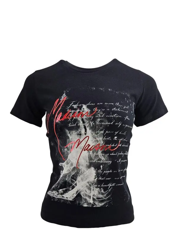 MADISON MAISON Graphic T-shirt With Red Script Logo - Black